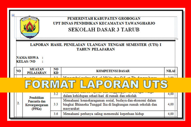 Contoh Format Laporan Hasil UTS Siswa Kurikulum 2013 - Guru Nusantara ...