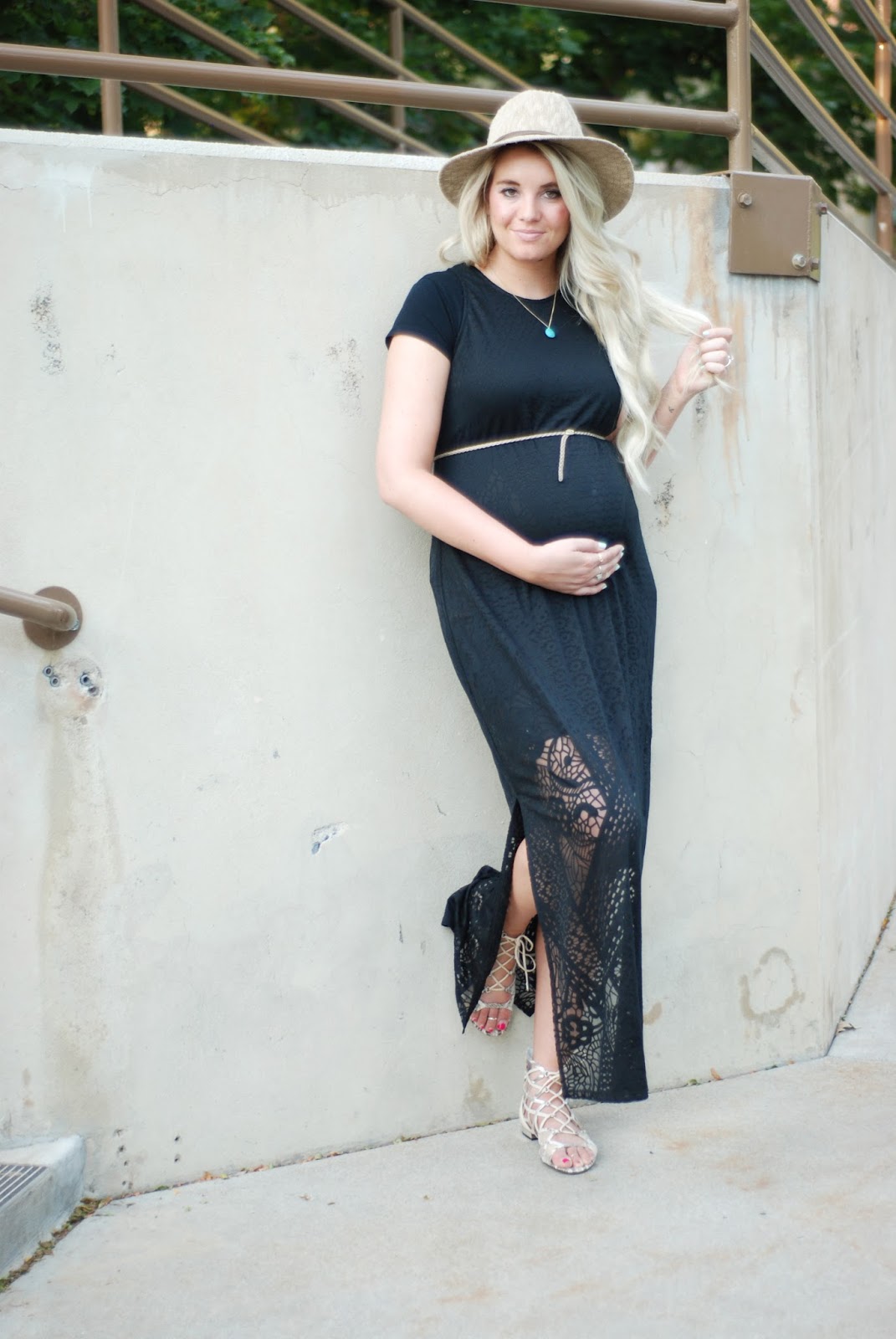 BLACK LACE DRESS FEATURING TRIPLE THREAD & 15 WEEK BUPDATE! | The Red ...