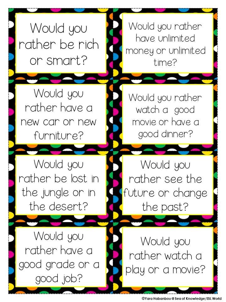 Teacher Rosa: WOULD YOU RATHER