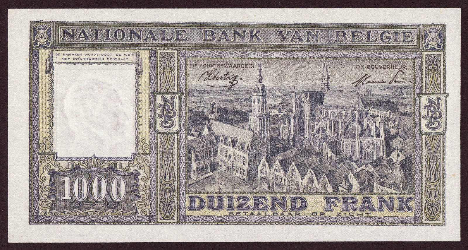 Belgium 1000 Francs banknote 1945 King Albert I|World Banknotes & Coins ...