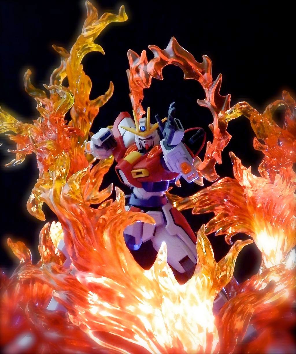 HGBF 1/144 Build Burning Gundam + Tamashii Nations Burning Flame Effect