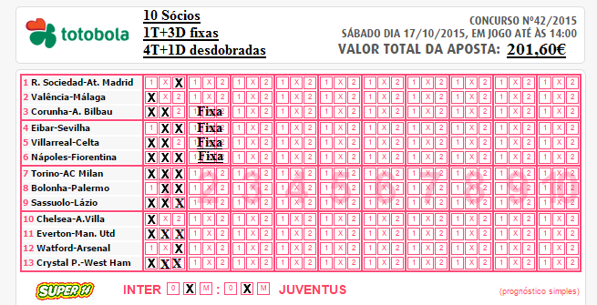 Sóciobola1X2 - Joga no Totobola connosco...: Totobola nº 42/15