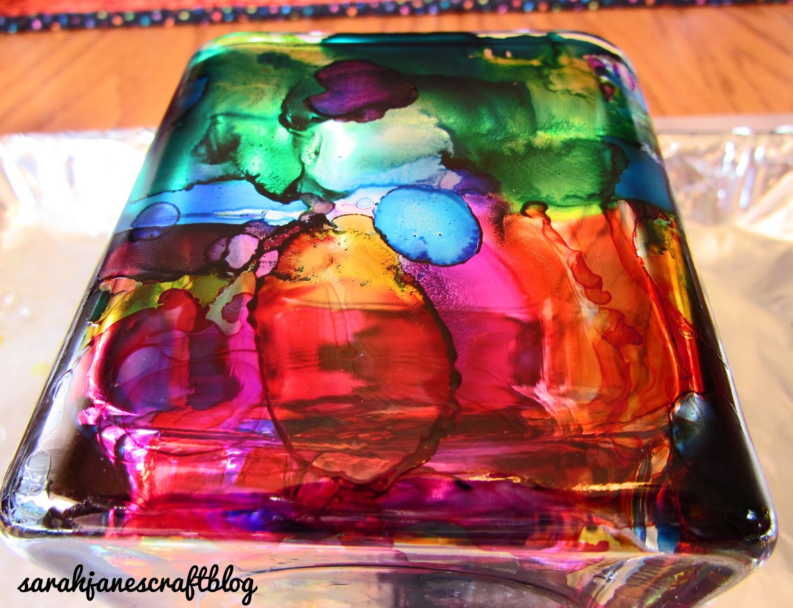 Flamed Alcohol Ink Candle Holders: Bright Colors