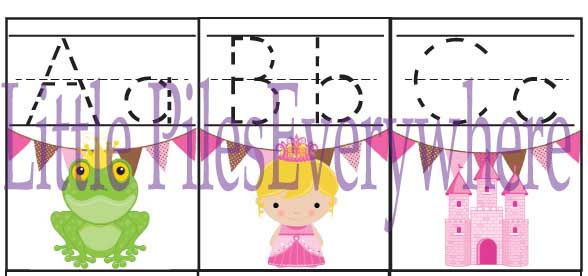 Little Piles Everywhere: ABC Princess Trace Cards