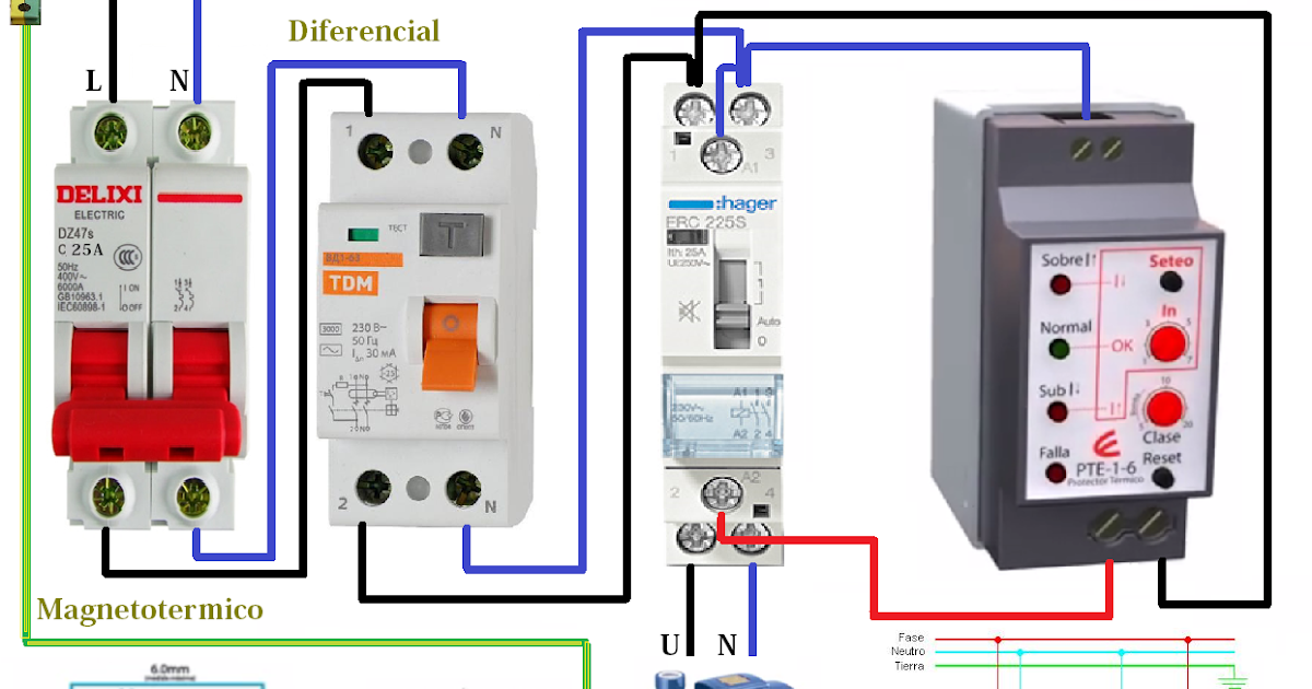Esquemas eléctricos: Esquema eléctrico protector térmico electrónico monofásico modelo PTE1