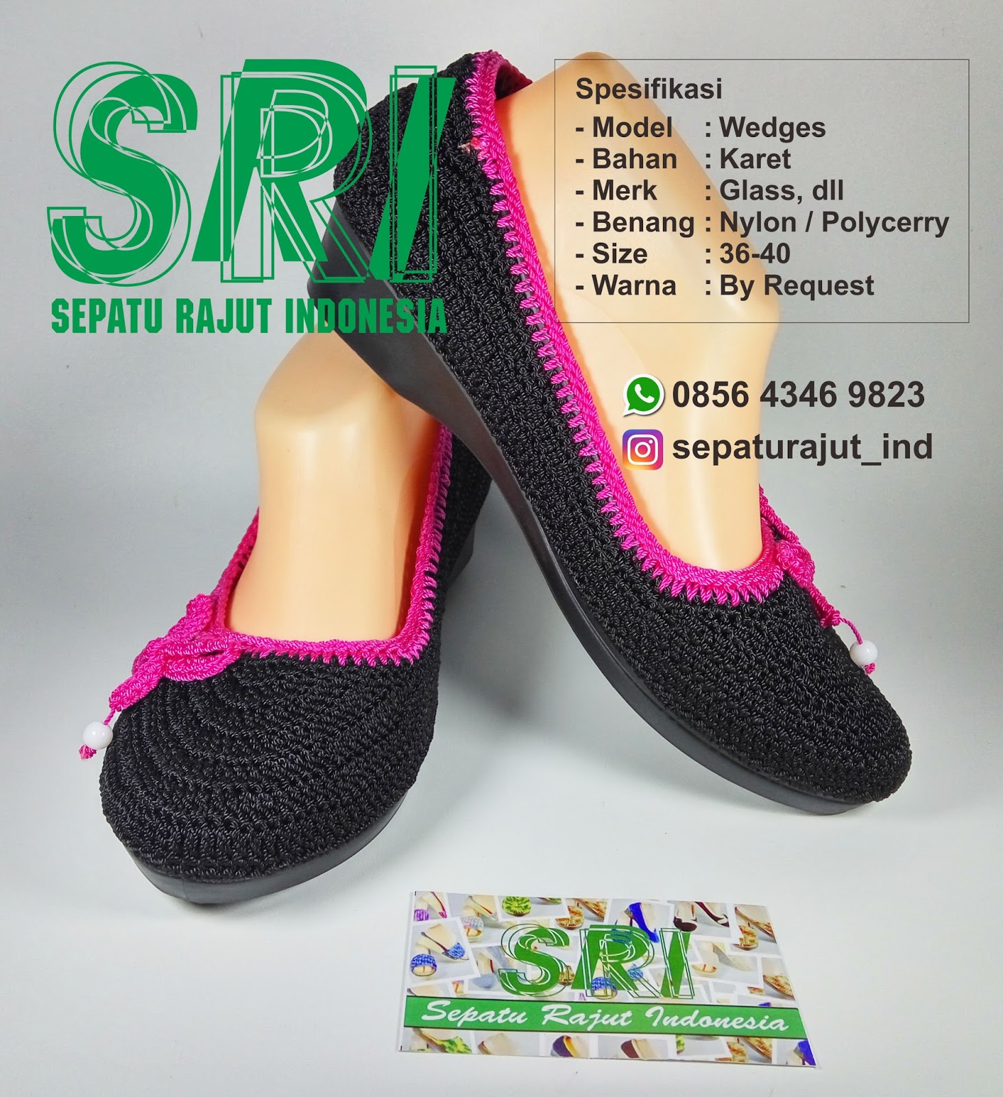 Sepatu Rajut Indonesia "SRI": Sepatu Rajut Wedges Motif pita