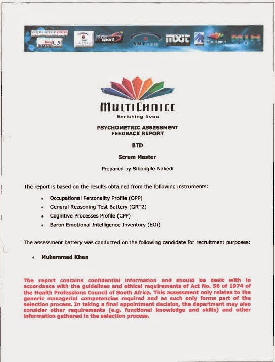 Mo Khan's Outlet!: Multichoice Psychometrics (Feb 2011)