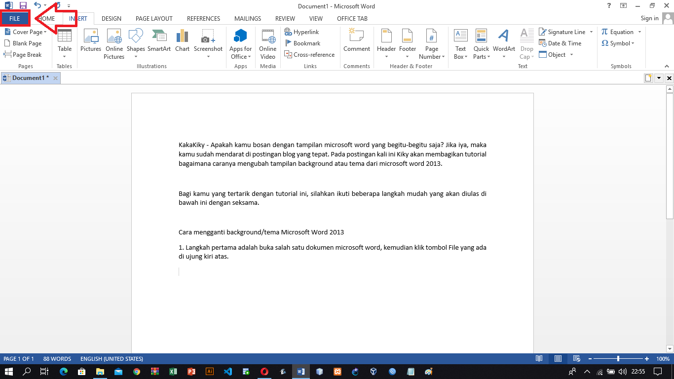 Cara Mengganti Background (Tema) Microsoft Word 2013 - KakaKiky | Blog ...