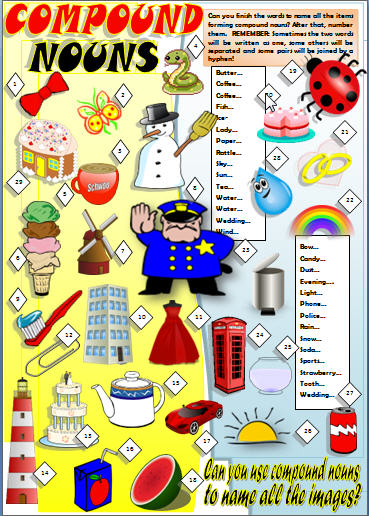 English stuff ESL: COMPOUND NOUNS 1 (intermediate worksheet, young ...