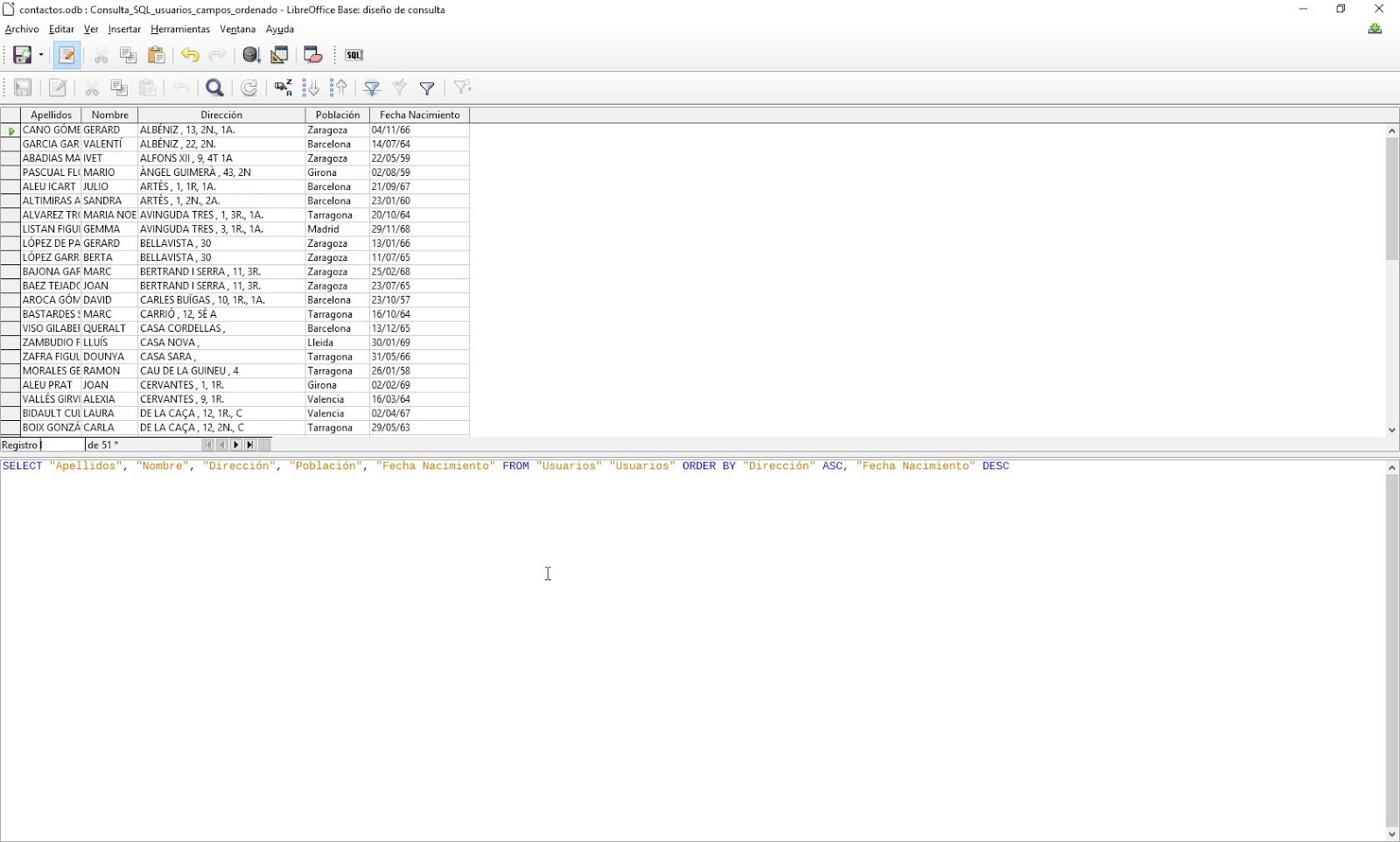 ordenando las consultas con SQL en LibreOffice Base (XV) | Aplicaciones ...
