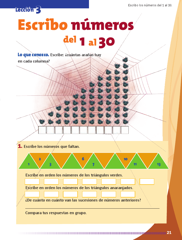 Matemáticas primer grado: 3. Escribo números del 1 al 30