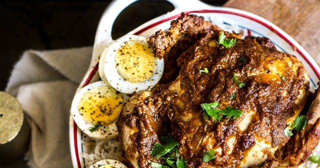 Steamed Masala Whole Chicken (Murgh Musallam) and Rice with Peas ...