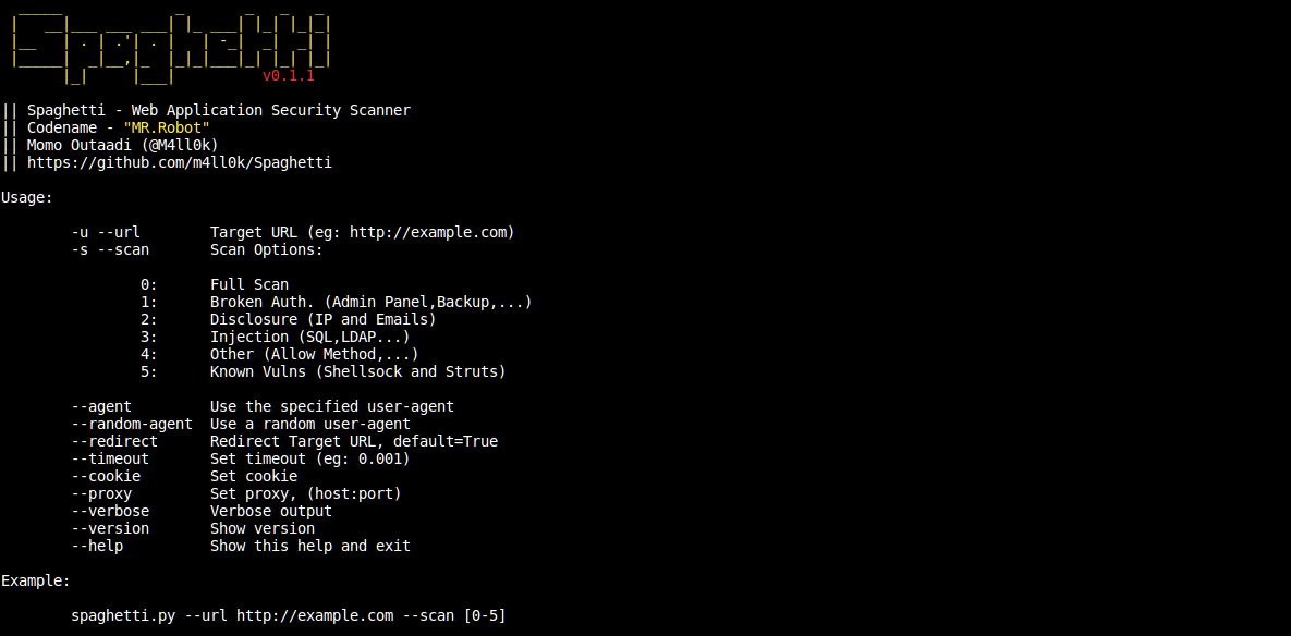 Spaghetti v0.1.1 - Web Application Security Scanner - Hacking Land ...