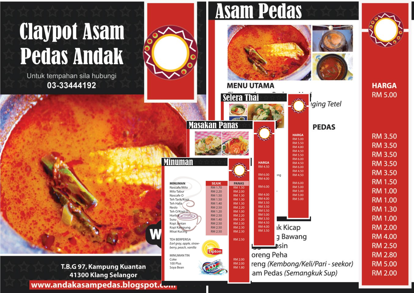 Menu Restoren Claypot Asam Pedas Andak - Shahri CS - Creative Studio