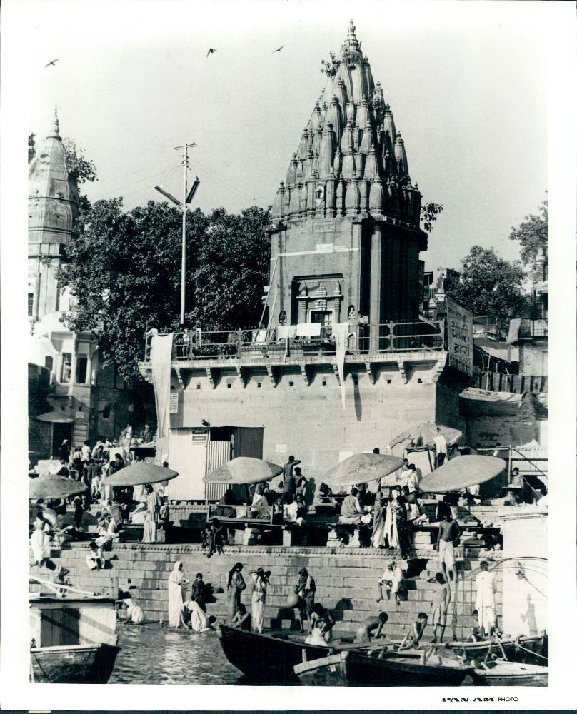 Riverside Temple in Varanasi - Undated Photograph - Old Indian Photos