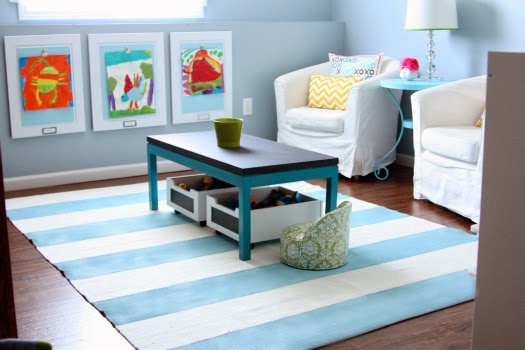 This striped painted rug from I Heart Organizing is a great addition to ...