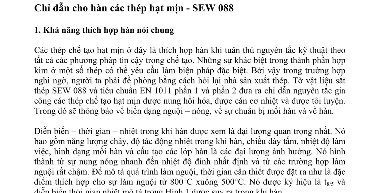 NGUYỄN DUY NINH: Chỉ dẫn hàn thép hạt mịn (SEW 088) - Phần 1