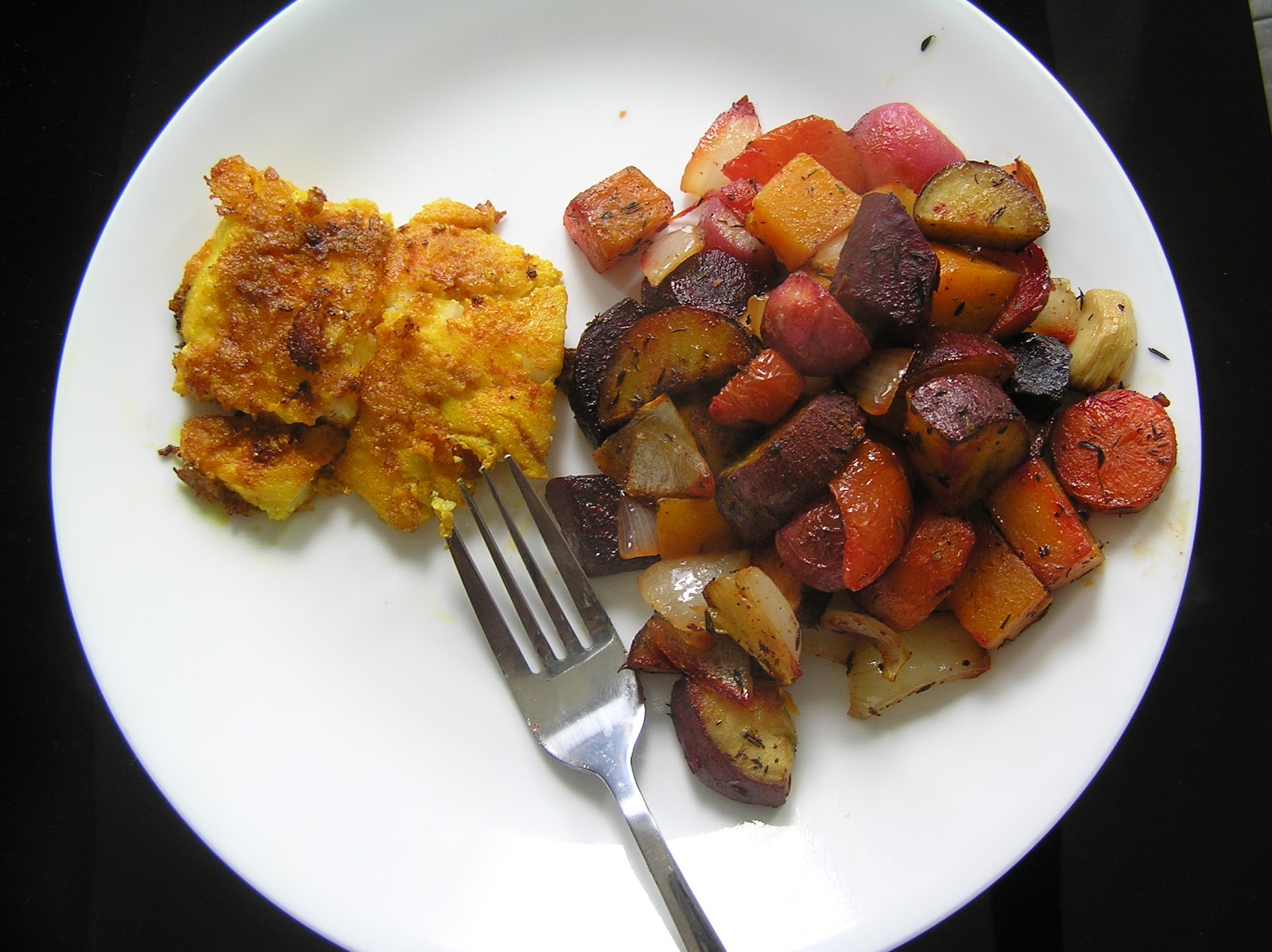 The Melting Pot: My Lunch - Roasted Root Veggies & Pan Fried Dover Sole