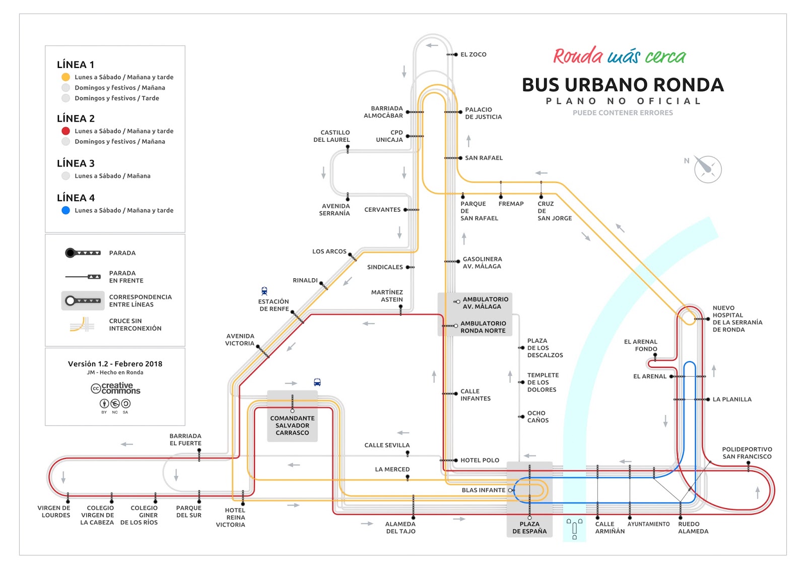 Dibujando el plano de los autobuses urbanos de Ronda