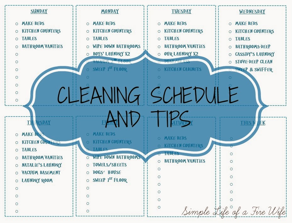 Simple Life of a Fire Wife: Cleaning Schedule and Tips