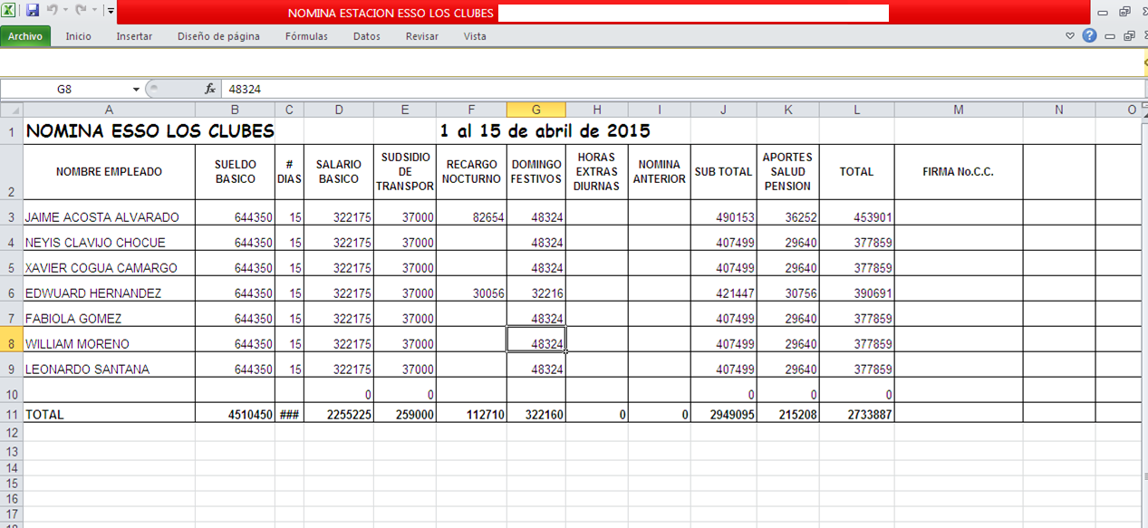 Generación de Nomina y Ejemplos