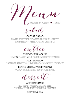 Sugar Queens: Calligraphy Menus