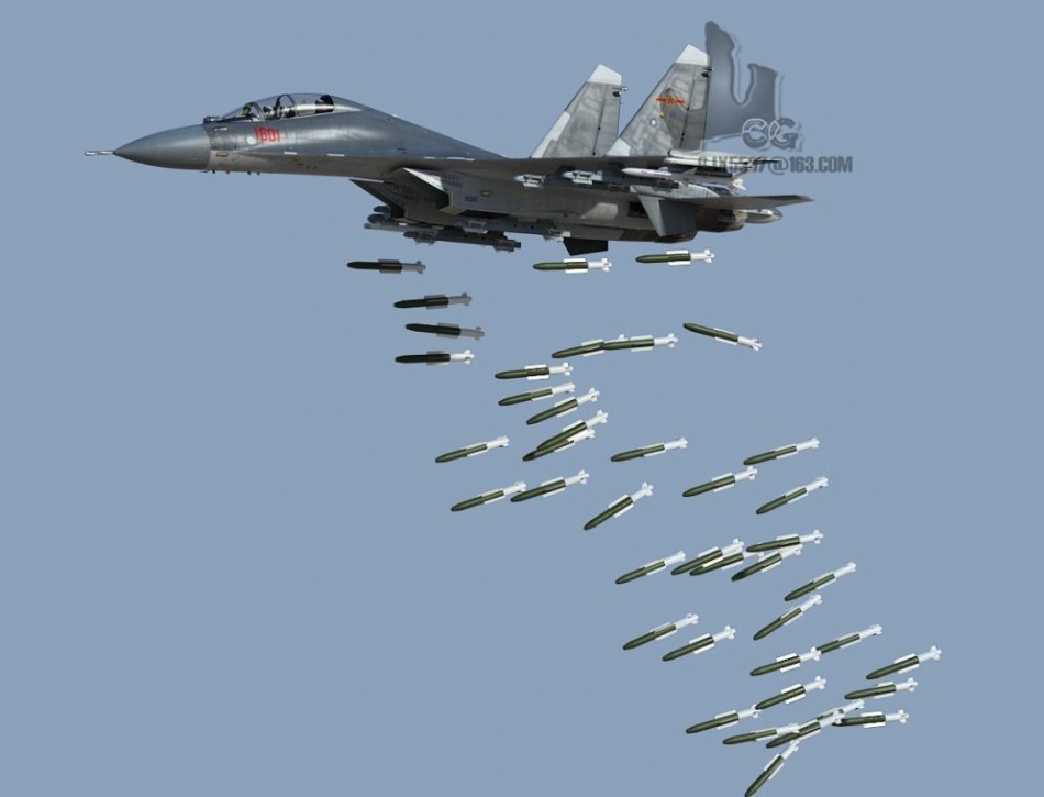 Chinese J-16 Long Range Strike Fighter Jet Dropping Precision Guided ...