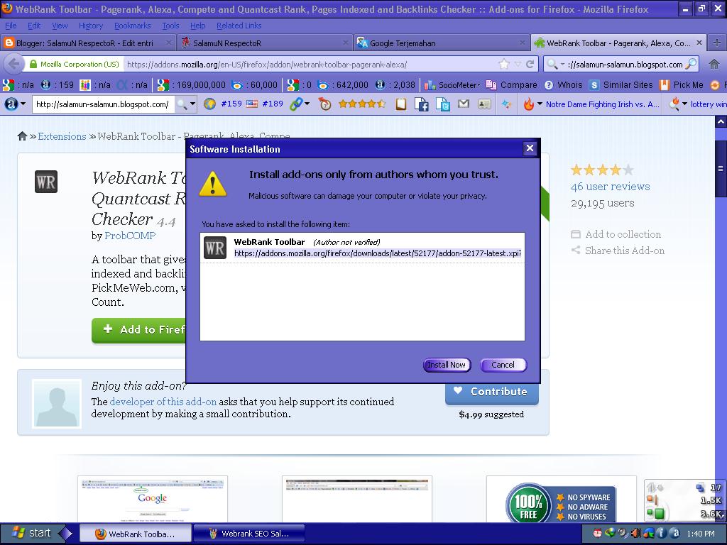 Cara Pasang Webrank Seo Toolbar