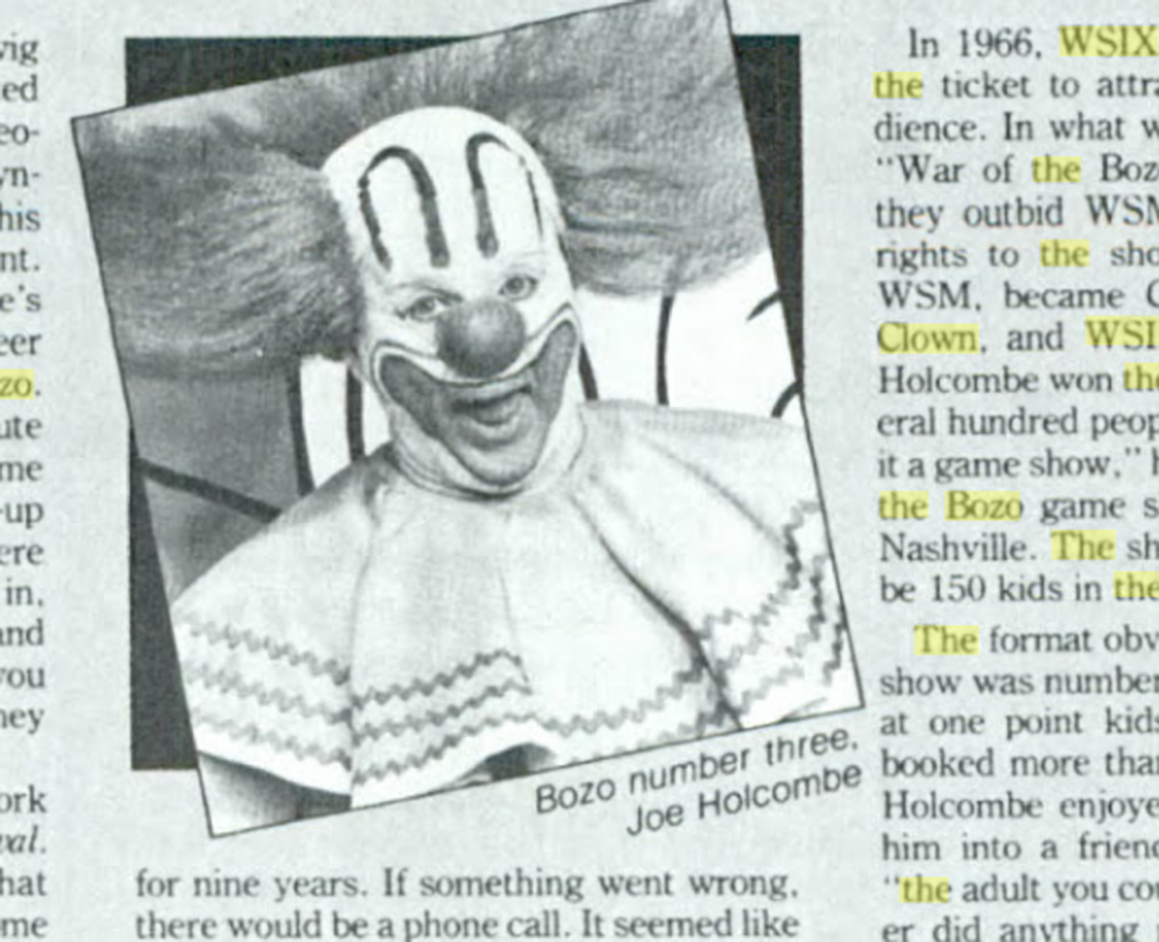 The Notorious Meddler: Bozo the Clown (Success In Nashville)