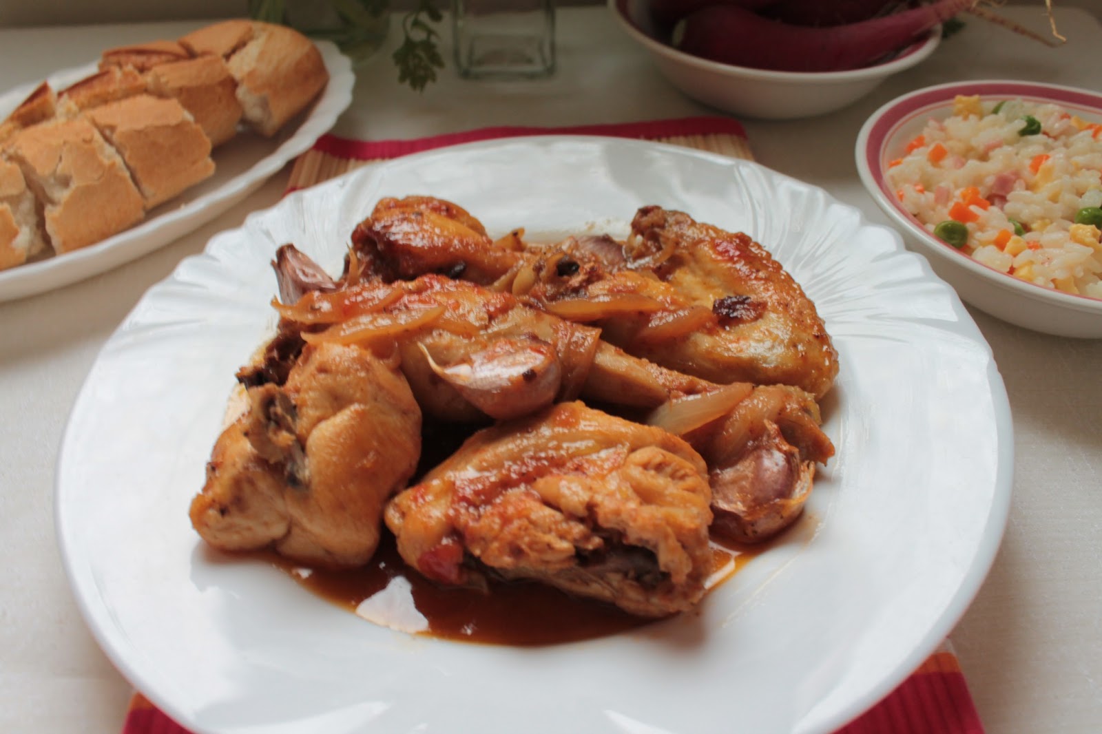 Pollo rustido ~ Con sabor a huerto