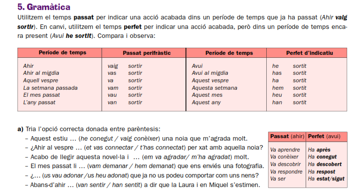 Català de 4t: Ús dels temps passats