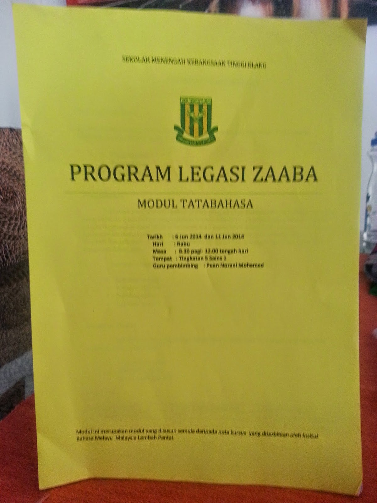 LEGASI ZAABA -Program Pemantapan Tatabahasa Melayu STK