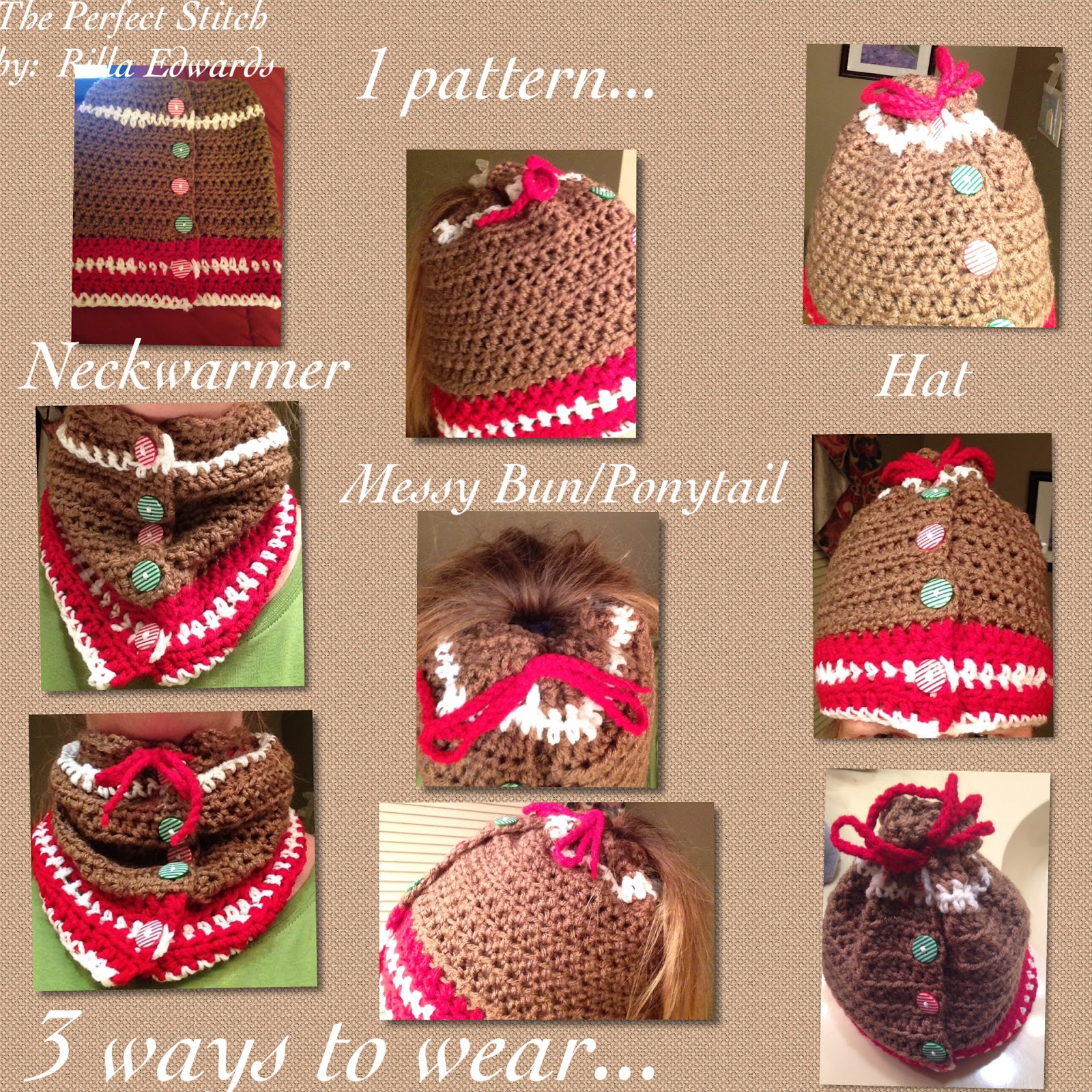 The Perfect Stitch...: Gingerbread All-In-One Hat & Neckwarmer...