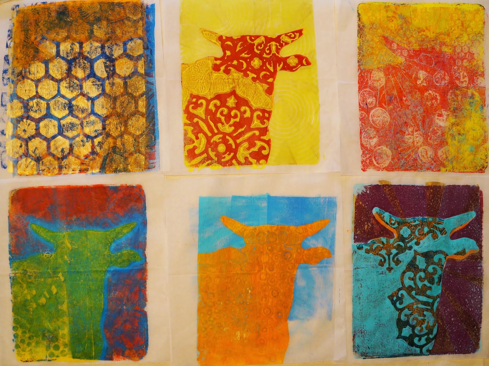 Ginger Wilson: Cow Gelli prints