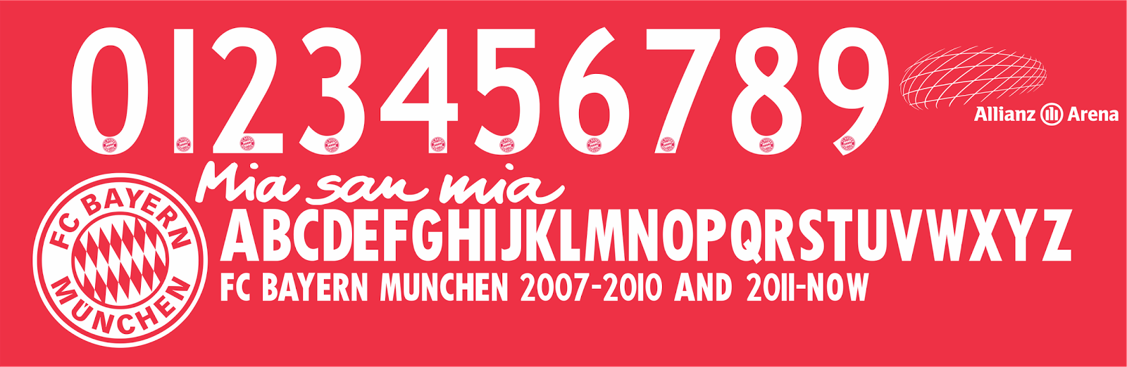 Font Number Football: Font Bayern Munchen 2007-2010 and 2011-Now