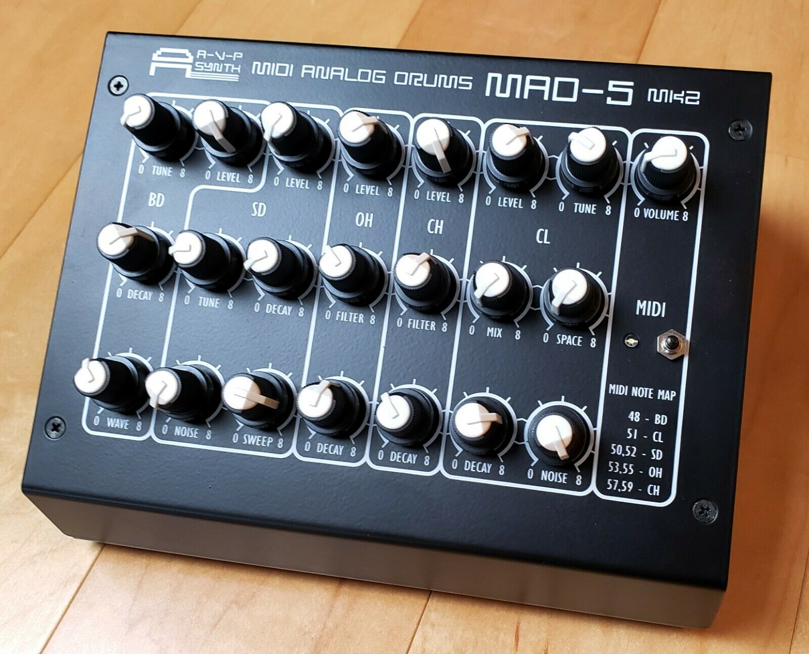 MATRIXSYNTH: AVP Synth MAD5 Mk2 MIDI Analogue Drum Synthesiser