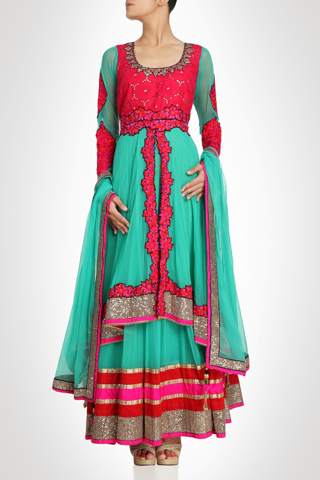 Indian Frock Style Dresses Collection 2013 Designed by Kiran & Shruti ...