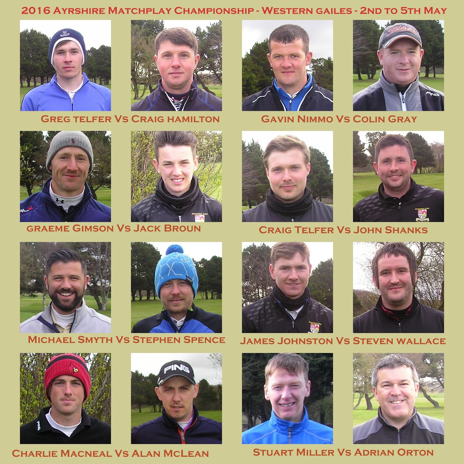 AYRSHIRE GOLF: AYRSHIRE MATCHPLAY CHAMPIONSHIP - Draw for Western Gailes