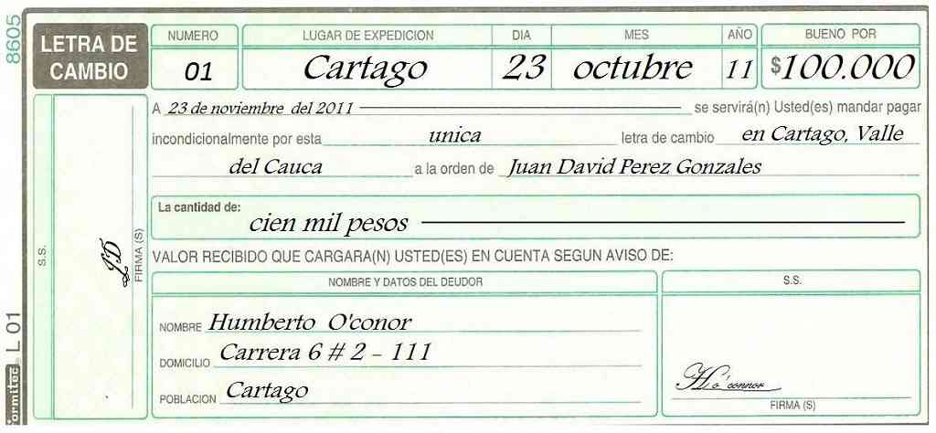 DOCUMENTOS MERCANTILES: Letra de cambio