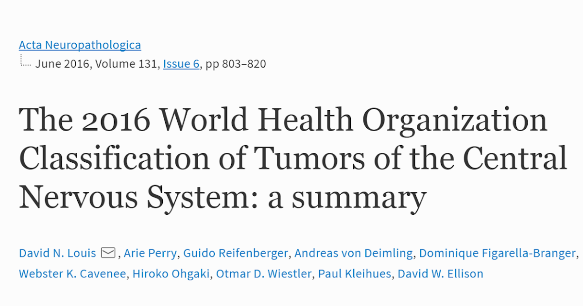 2016 WHO Classification Brain Tumours - Sumer's Radiology Blog
