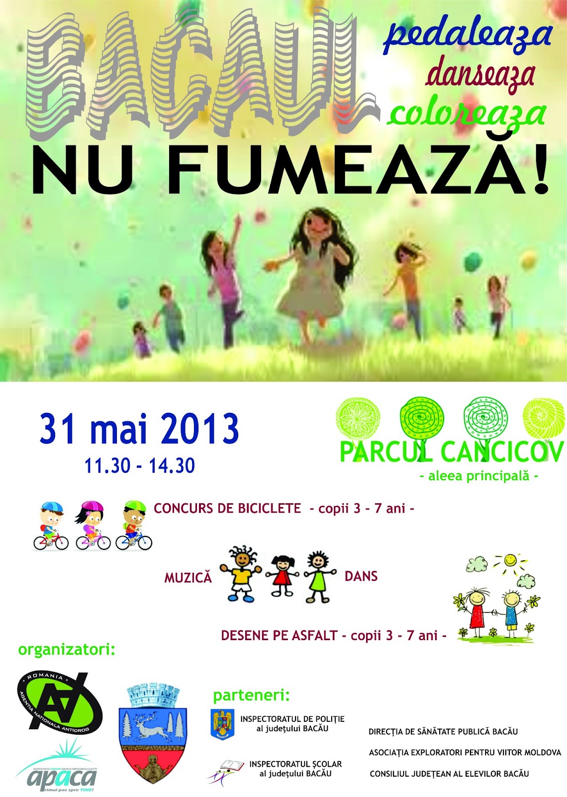 Mega Bacau: Bacăul pedalează, dansează, colorează, NU FUMEAZĂ!