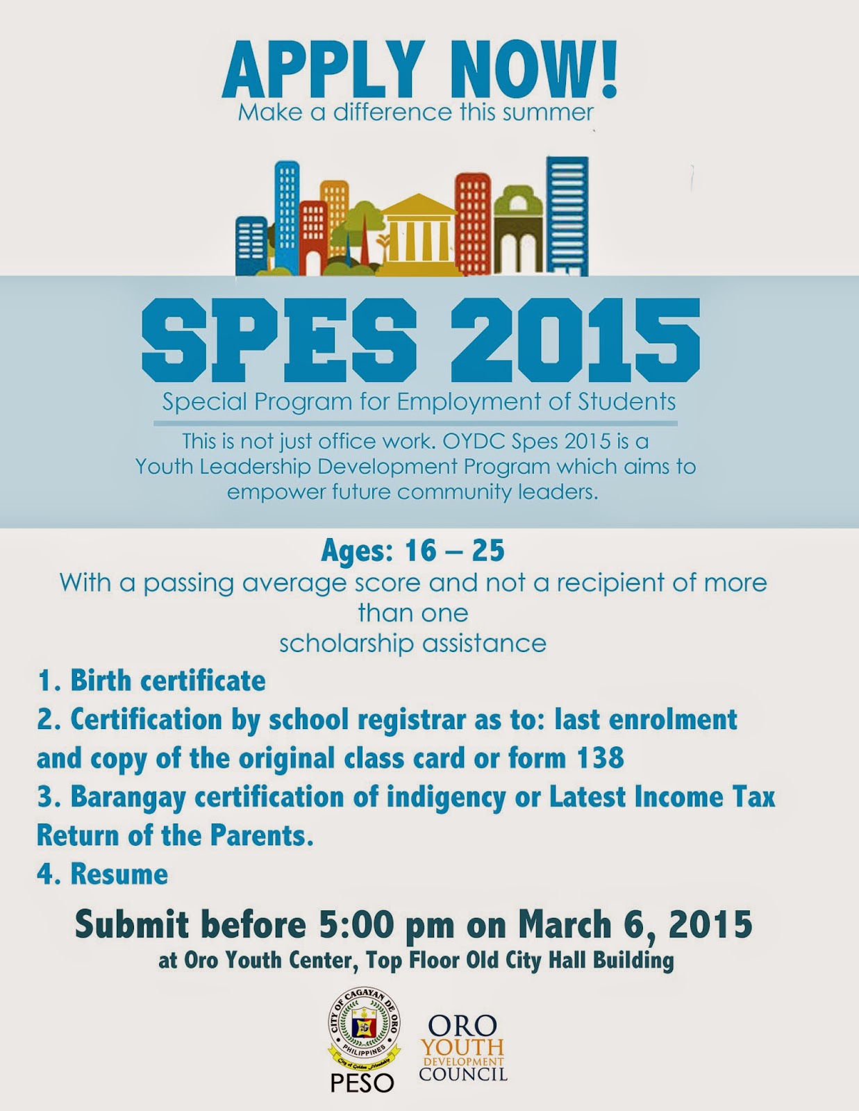 Oro Youth Development Council: SPES 2015