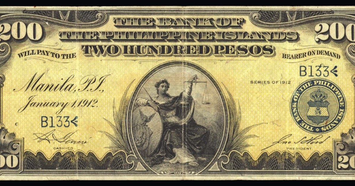200 Pesos Philippine Bank Note 1912|World Banknotes & Coins Pictures ...