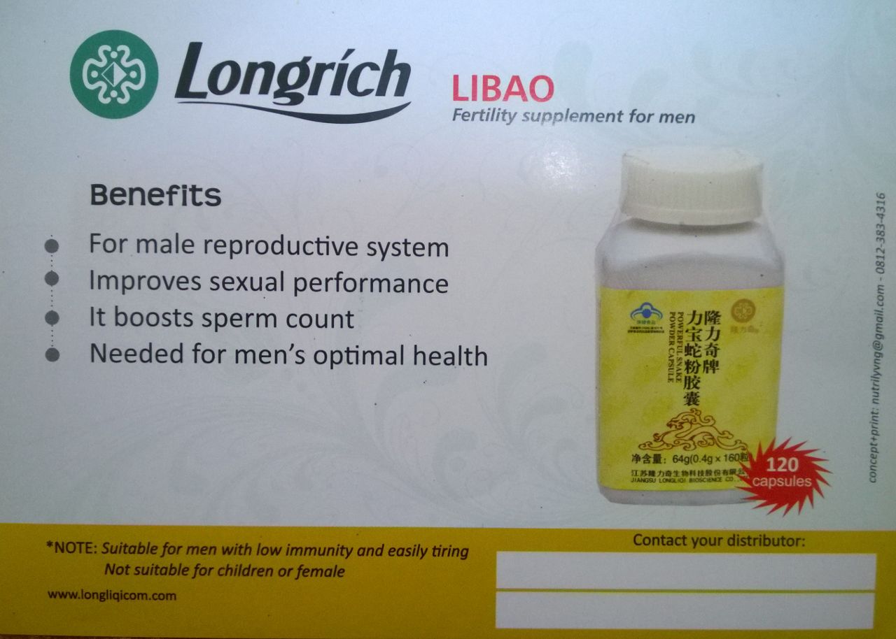 LONGRICH HEALTH LIFESTYLE& BEAUTY: LONGRICH LIBAO - MALE FERTILITY SUPPLEMENT +237653689300