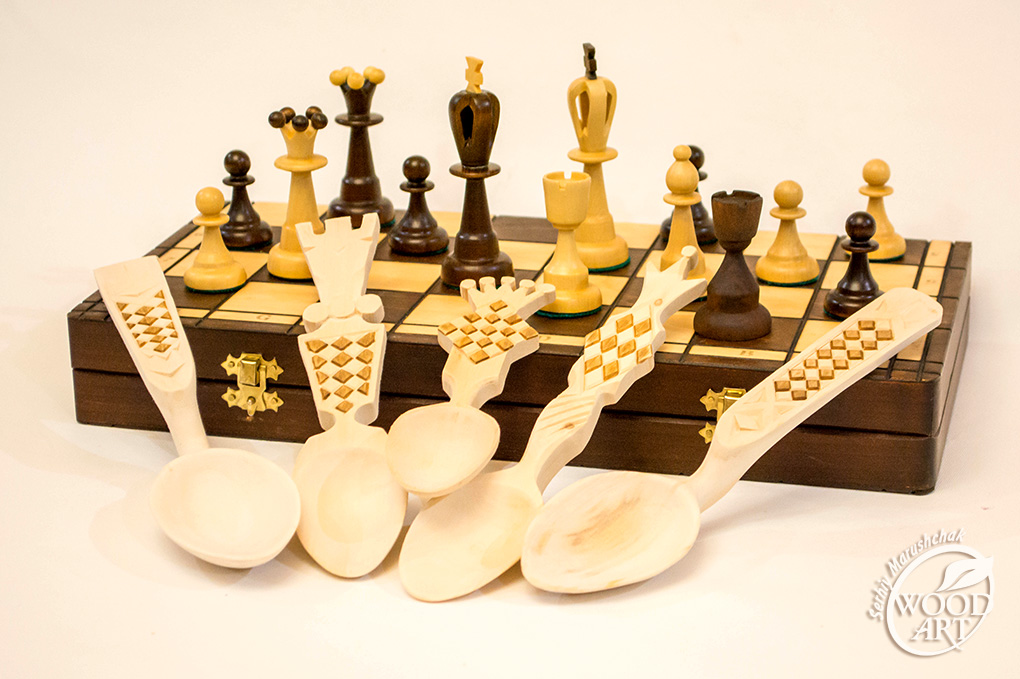 WOODCARVING / Різьблення по дереву: Різьблені ложки "Шахи" / Carved ...