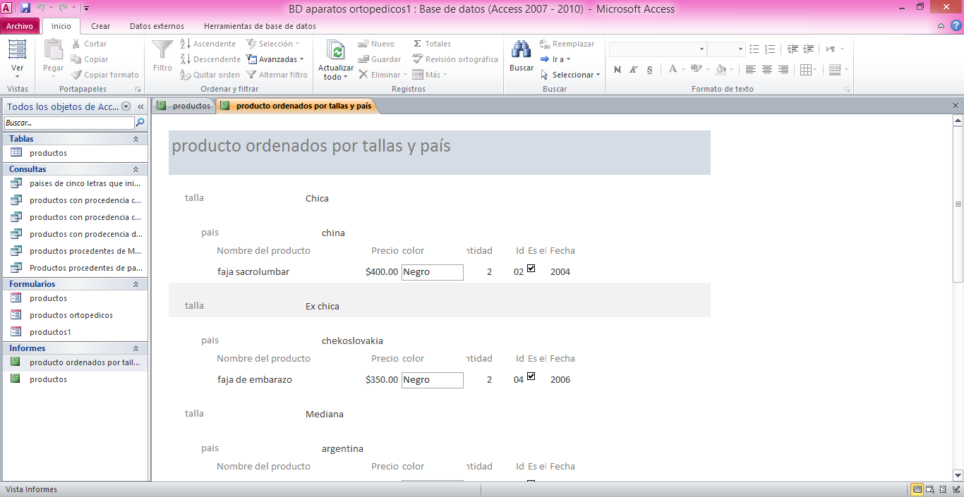 El mundo marino : Como hacer informes en Access