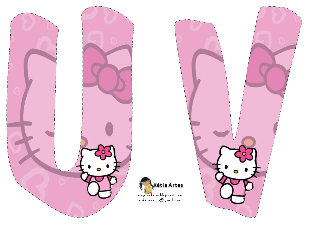 Alfabeto de Hello Kitty en fondo rosa. - Oh my Alfabetos!