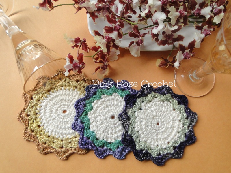 Pink Rose Crochet: Porta-Copos Redondo Nature Mini Mats Coasters