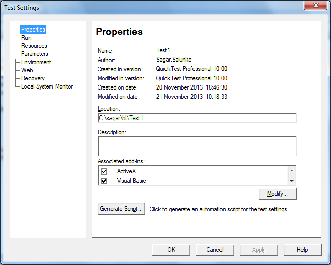 QTP: Test Settings in QTP