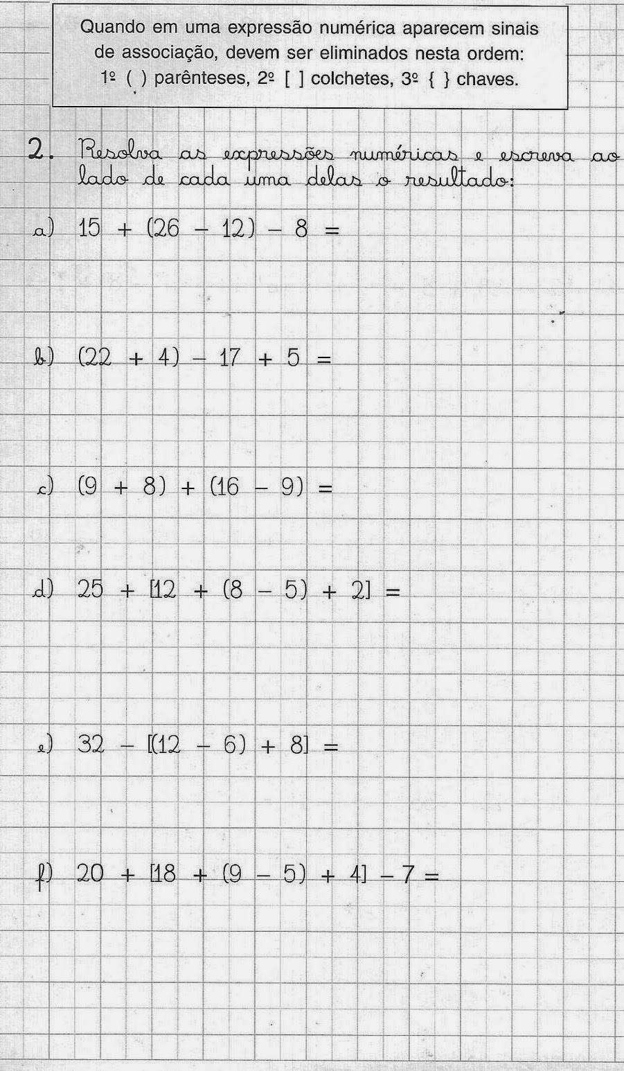 Expressoes Numericas Para 5 Ano - RETOEDU